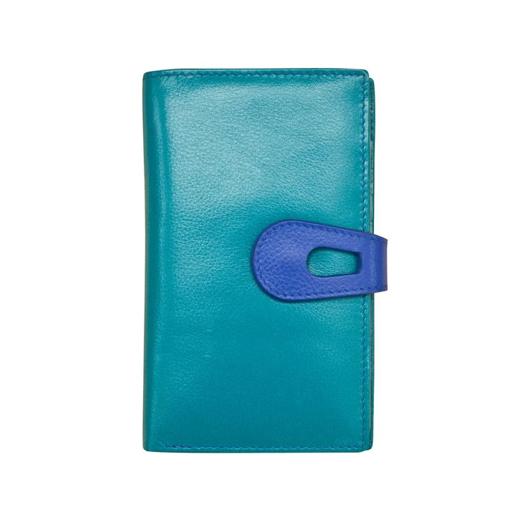 ILI New York RFID Leather Midi Wallet With Cutout Tab - Aqua/Cobalt ...