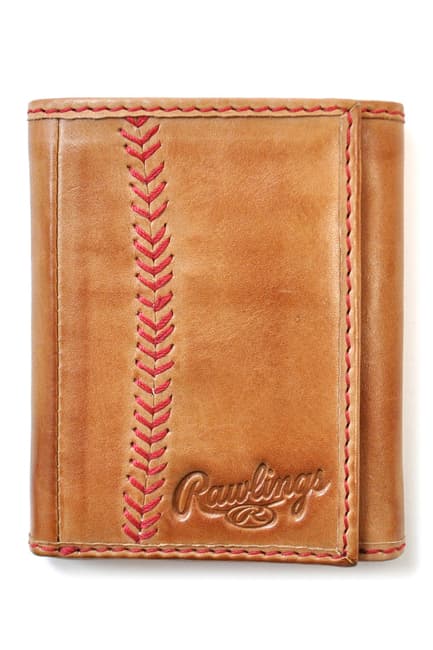 Rawlings Baseball Stitch Leather Trifold Wallet - Tan – Irv's Luggage