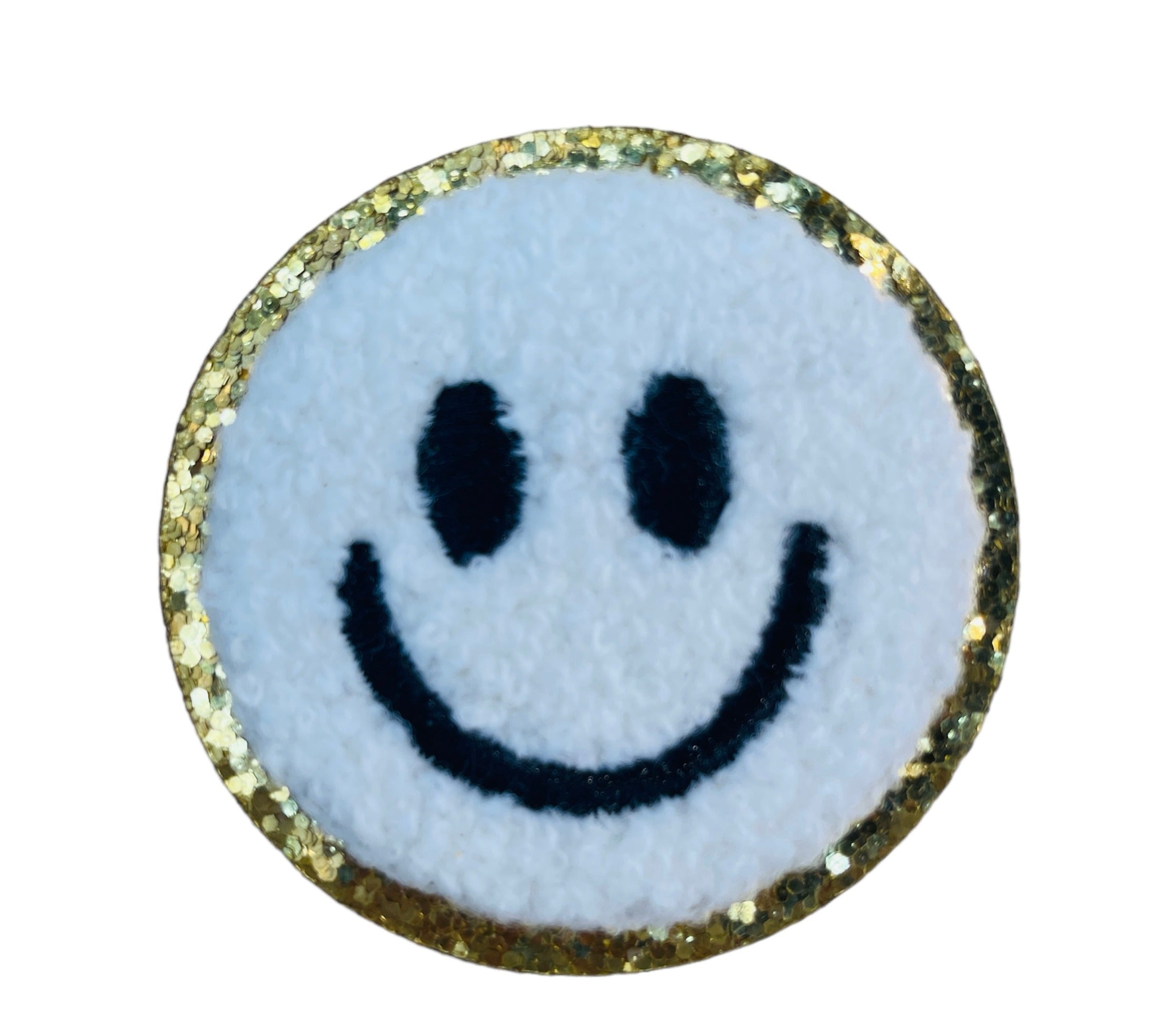 Varsity Happy Face Patch - White – Irv's Luggage
