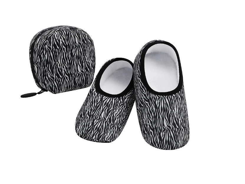 Snoozies Women Plush Travel Slippers Medium -Zebra – Irv's Luggage